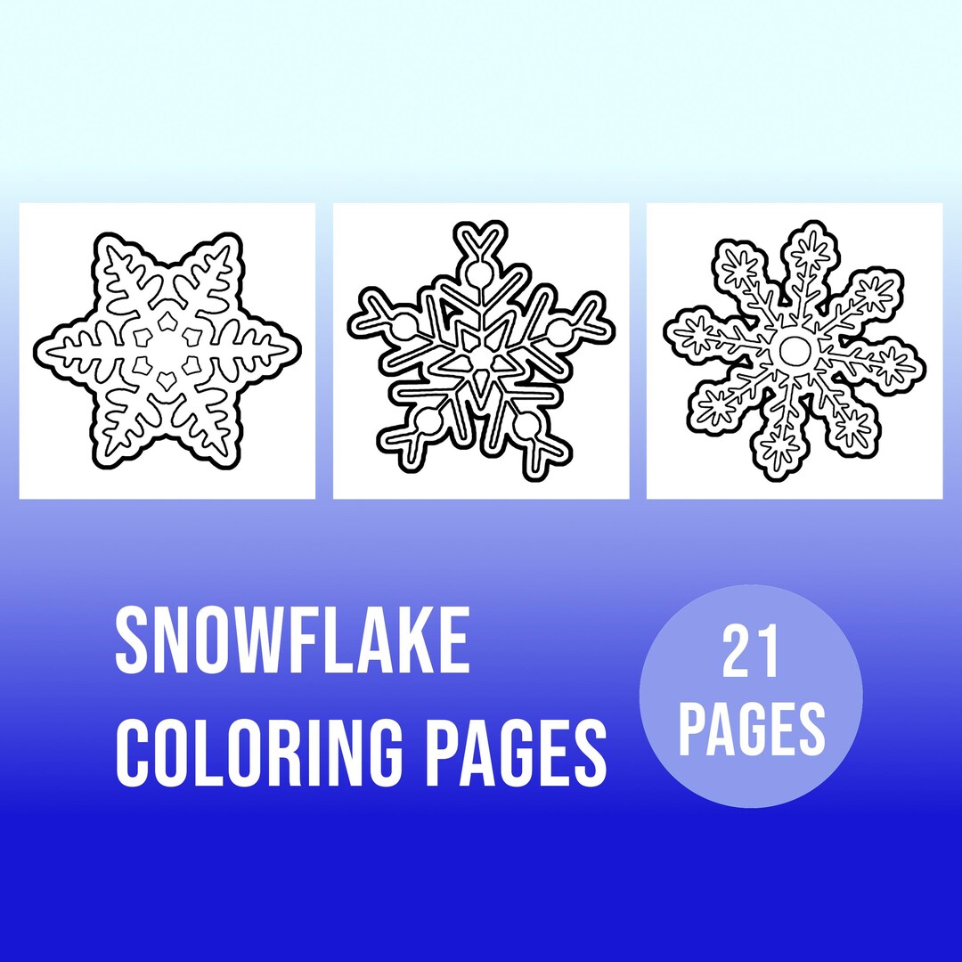 21 Snowflake Coloring Pages, Winter Coloring Activity, Printable PDF ...