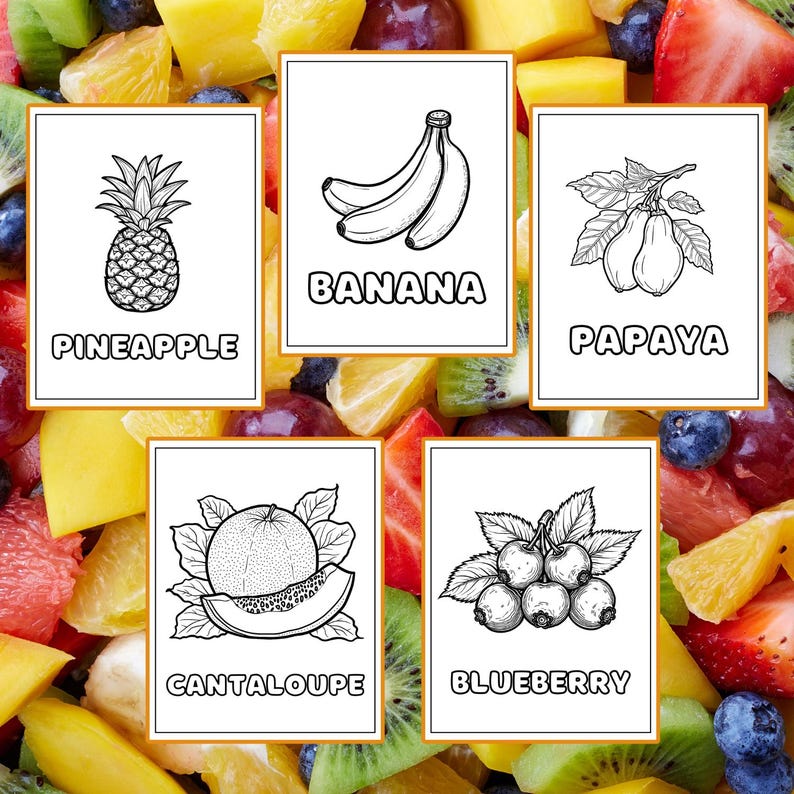 26 Cute Fruit Coloring Pages, Fun Printables for Kids, Relaxing ...