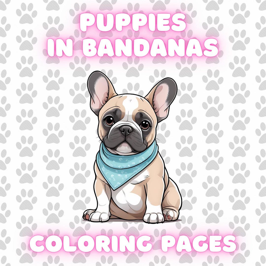 15 Puppies in Bandanas Coloring Pages, Cute Dog Coloring Book for Kids ...