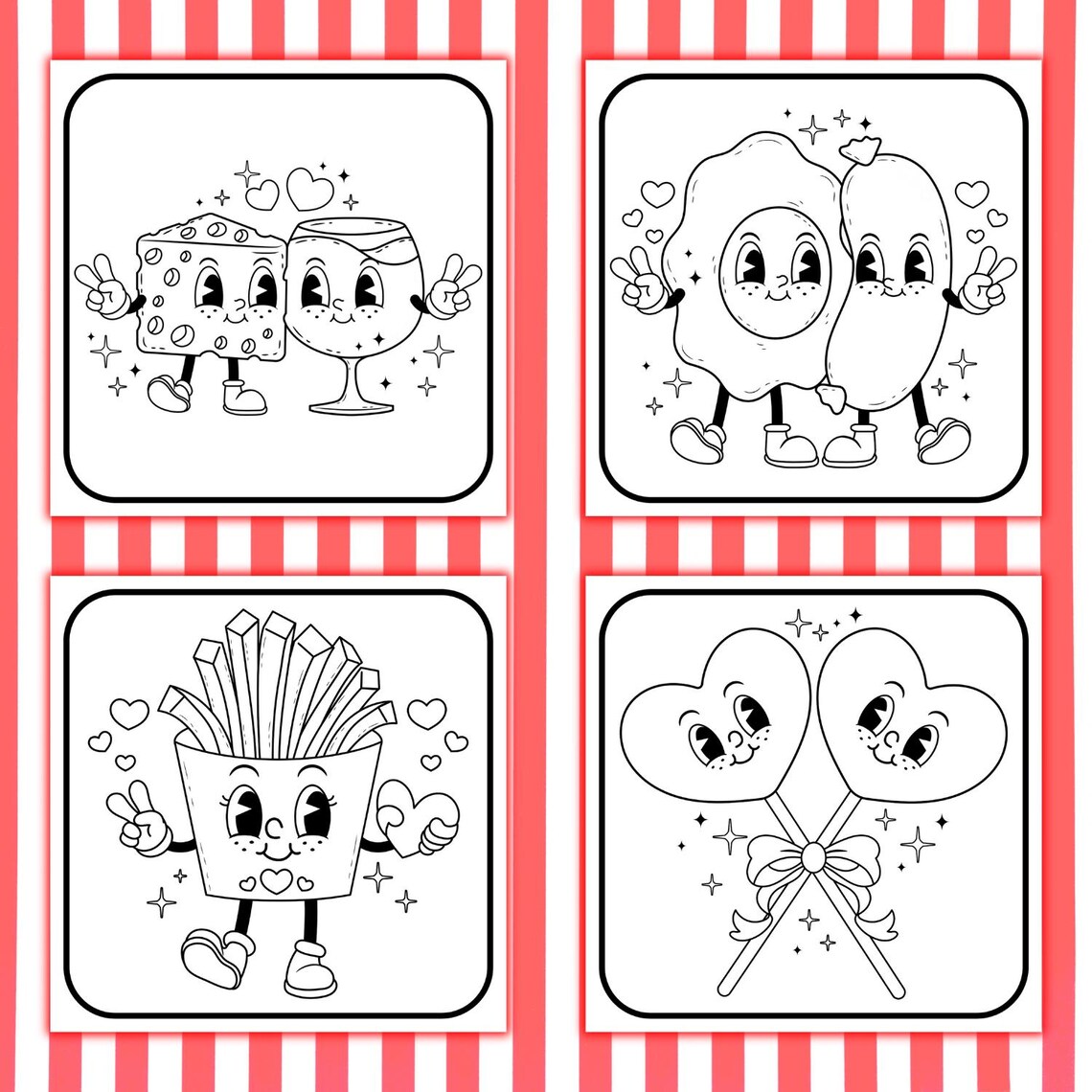 20 Retro Foodie Valentine's Day Coloring Pages | Adorable Food-themed ...