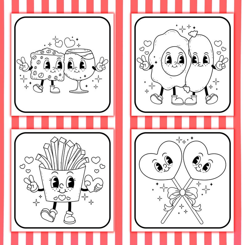 20 Retro Foodie Valentine's Day Coloring Pages | Adorable Food-themed ...