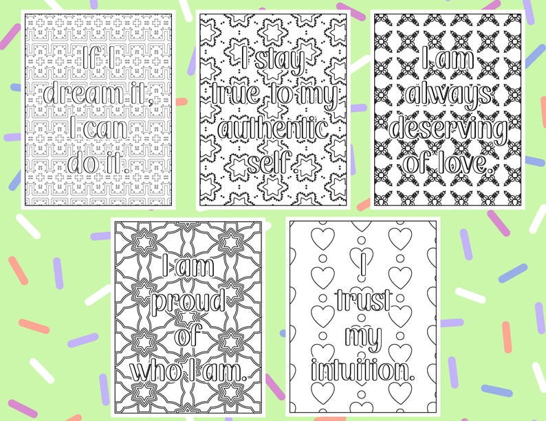 20 Positive Affirmation Coloring Pages, Mindfulness Art for Kids, Teens ...