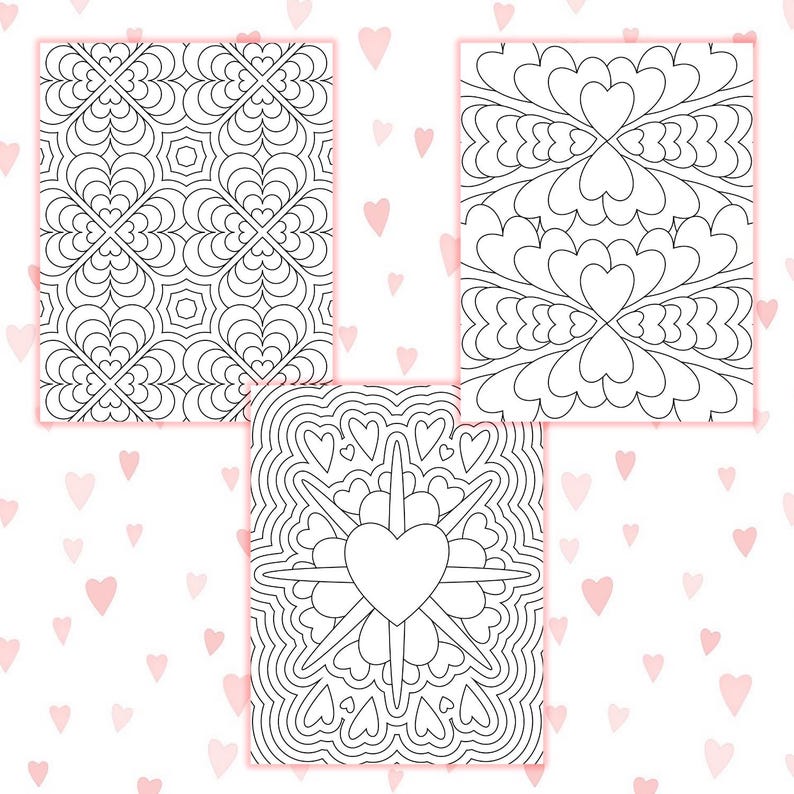 Valentine's Day Heart Coloring Pages: Mandala Art (PDF & JPG) - Etsy