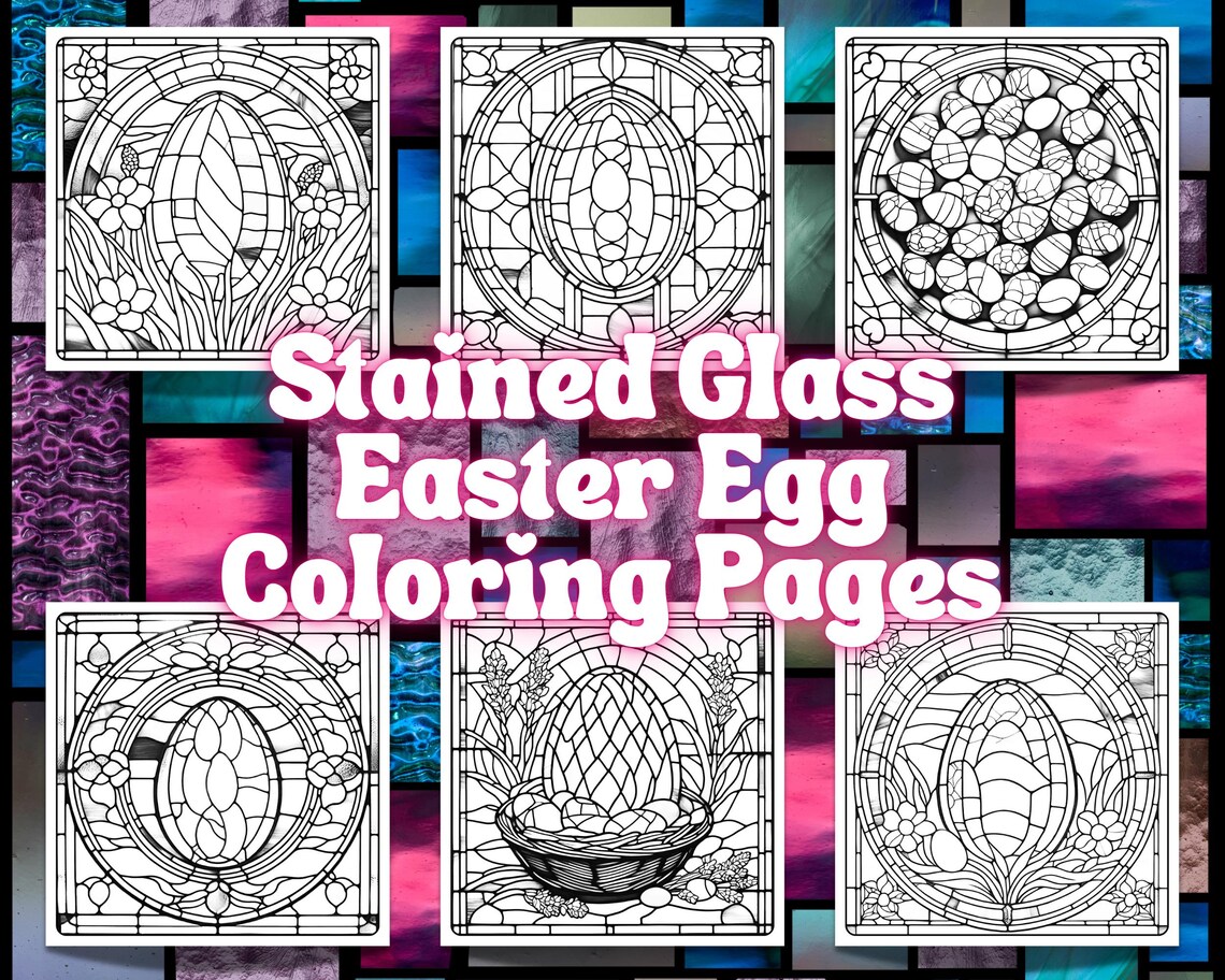Stained Glass Easter Egg Coloring Pages: 48 Printable Designs (PDF) - Etsy