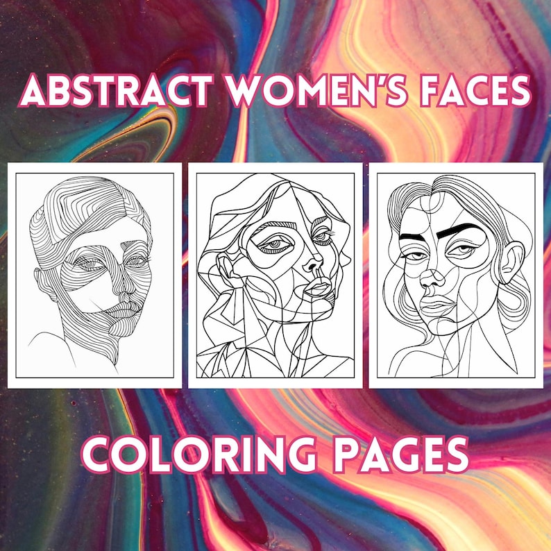 22 Abstract Women’s Faces Coloring Pages | Modern Line Art Printables ...