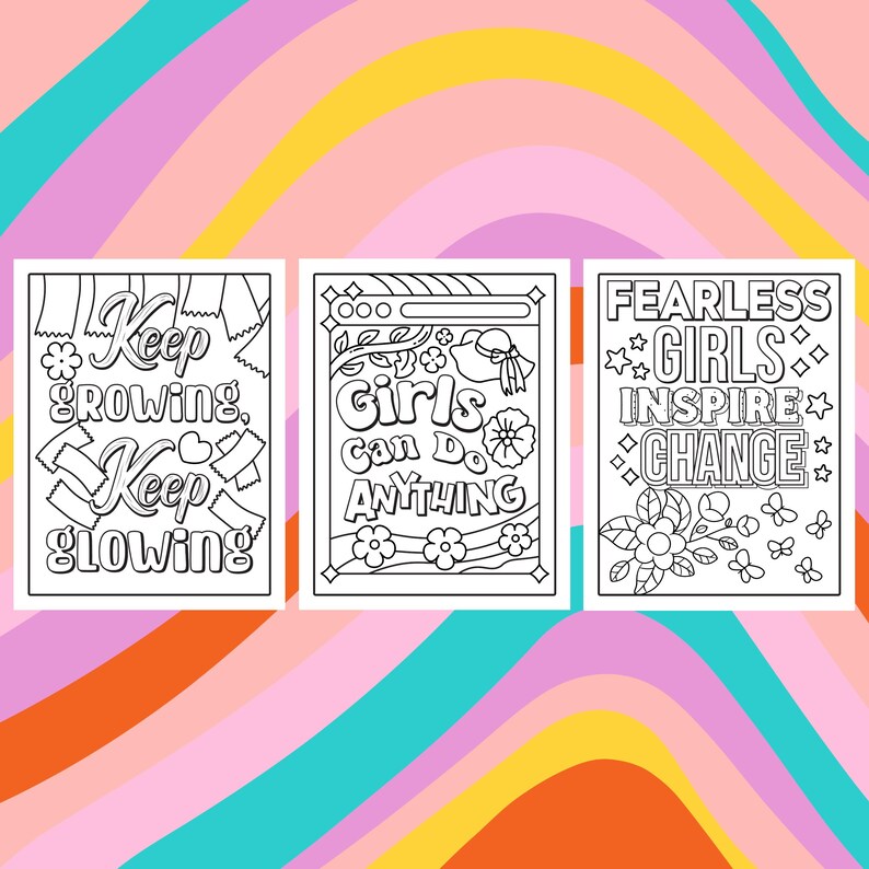 Girl Empowerment Coloring Pages: Positive Affirmations (digital ...