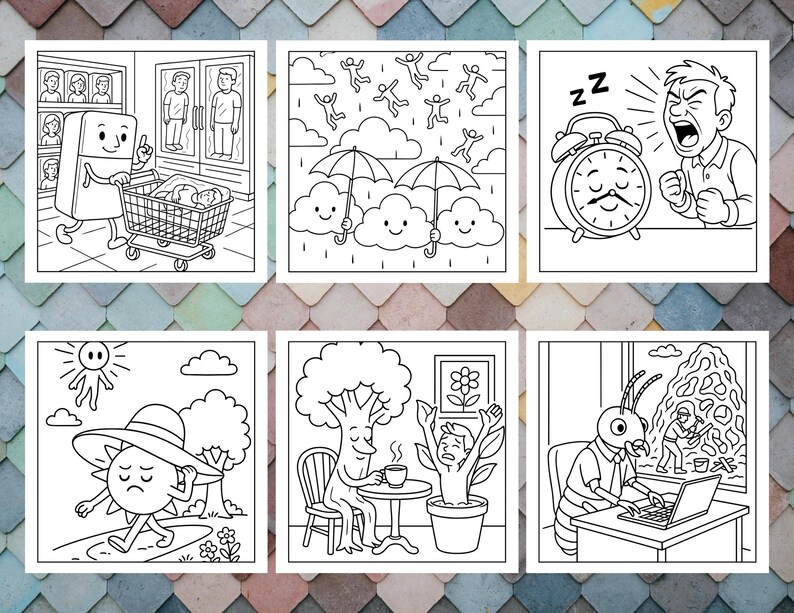 21 Backward World Coloring Pages | Funny Surreal Coloring Sheets for ...