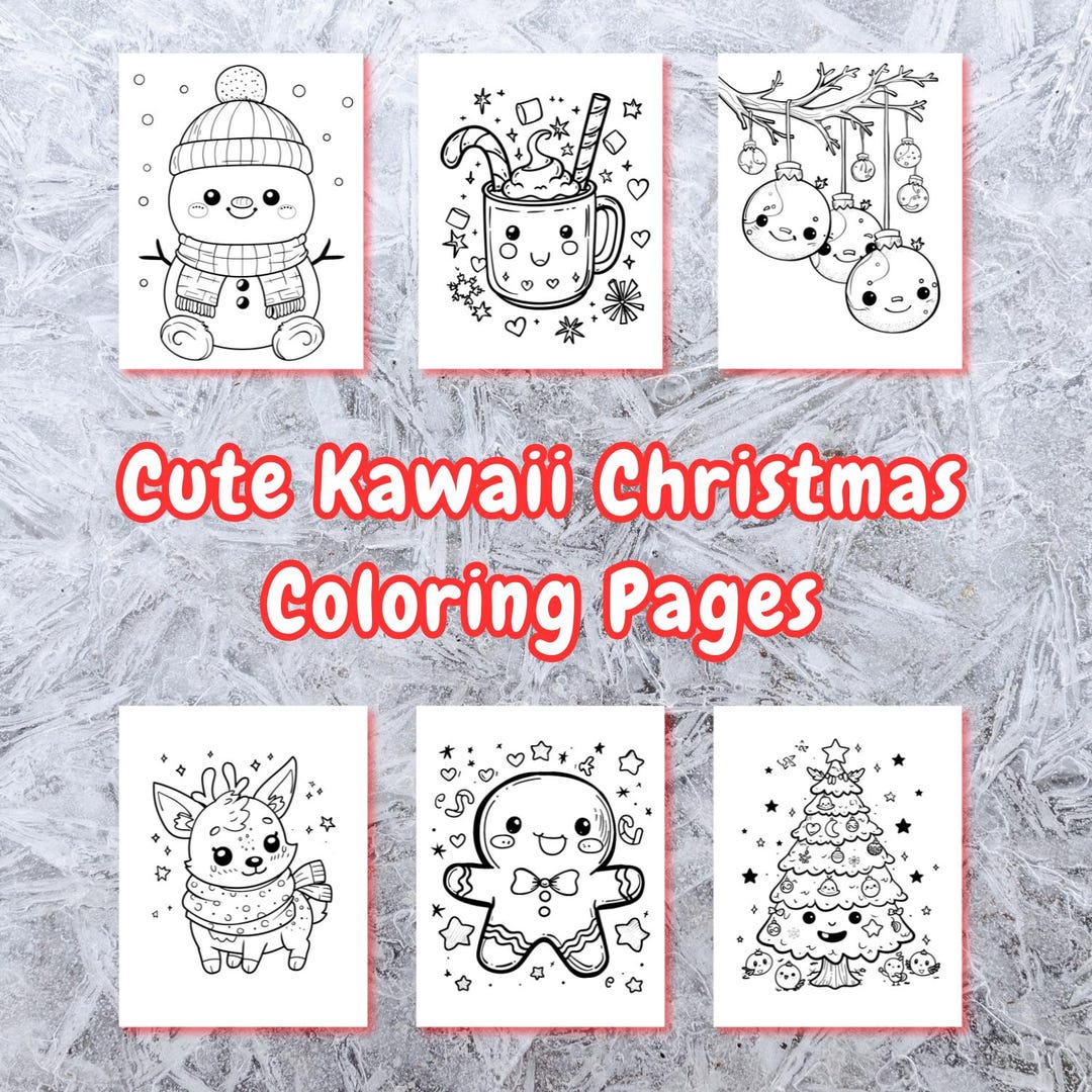 20 Cute Kawaii Christmas Coloring Pages, Fun Holiday Activity Sheets ...