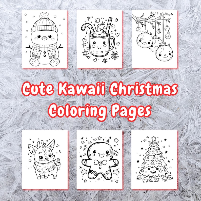 20 Cute Kawaii Christmas Coloring Pages, Fun Holiday Activity Sheets ...