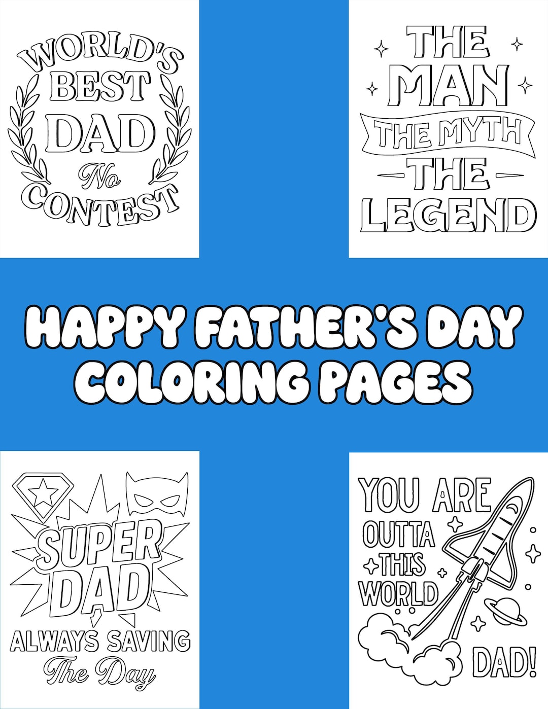 Father's Day Coloring Pages: 18 Printable Dad Art Activity (PDF ...
