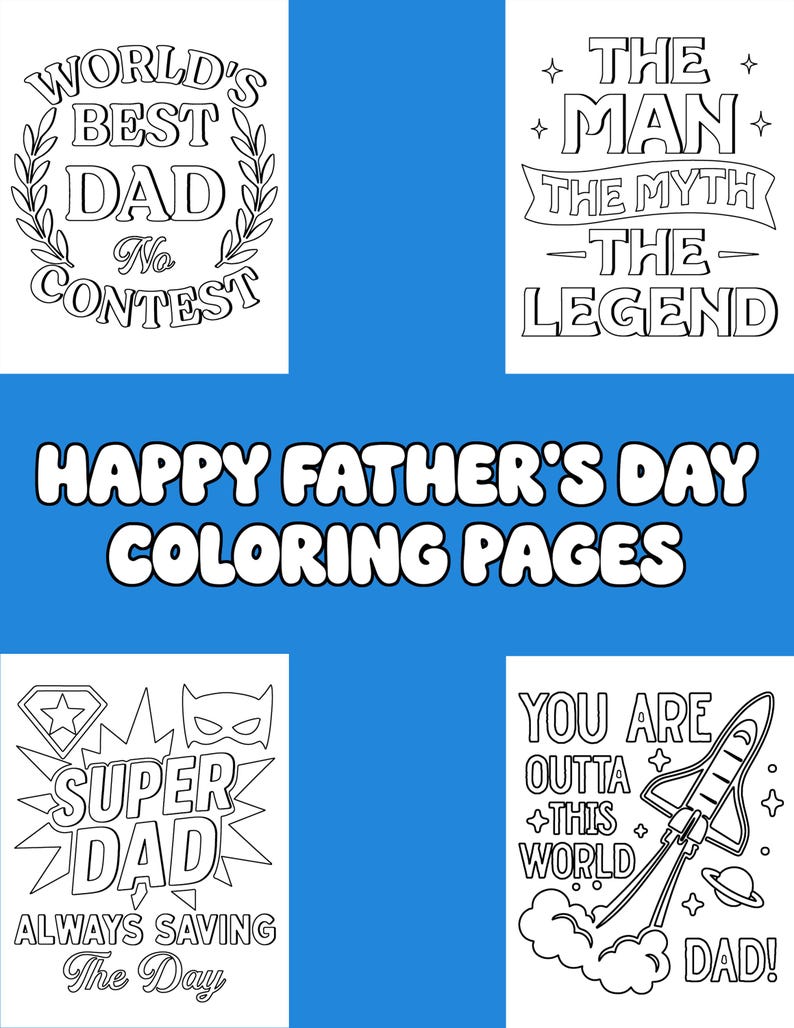 Father's Day Coloring Pages: 18 Printable Dad Art Activity (PDF ...