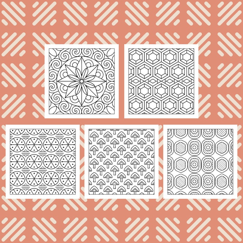 25 Bold & Easy Pattern Coloring Pages, Geometric and Abstract Coloring ...