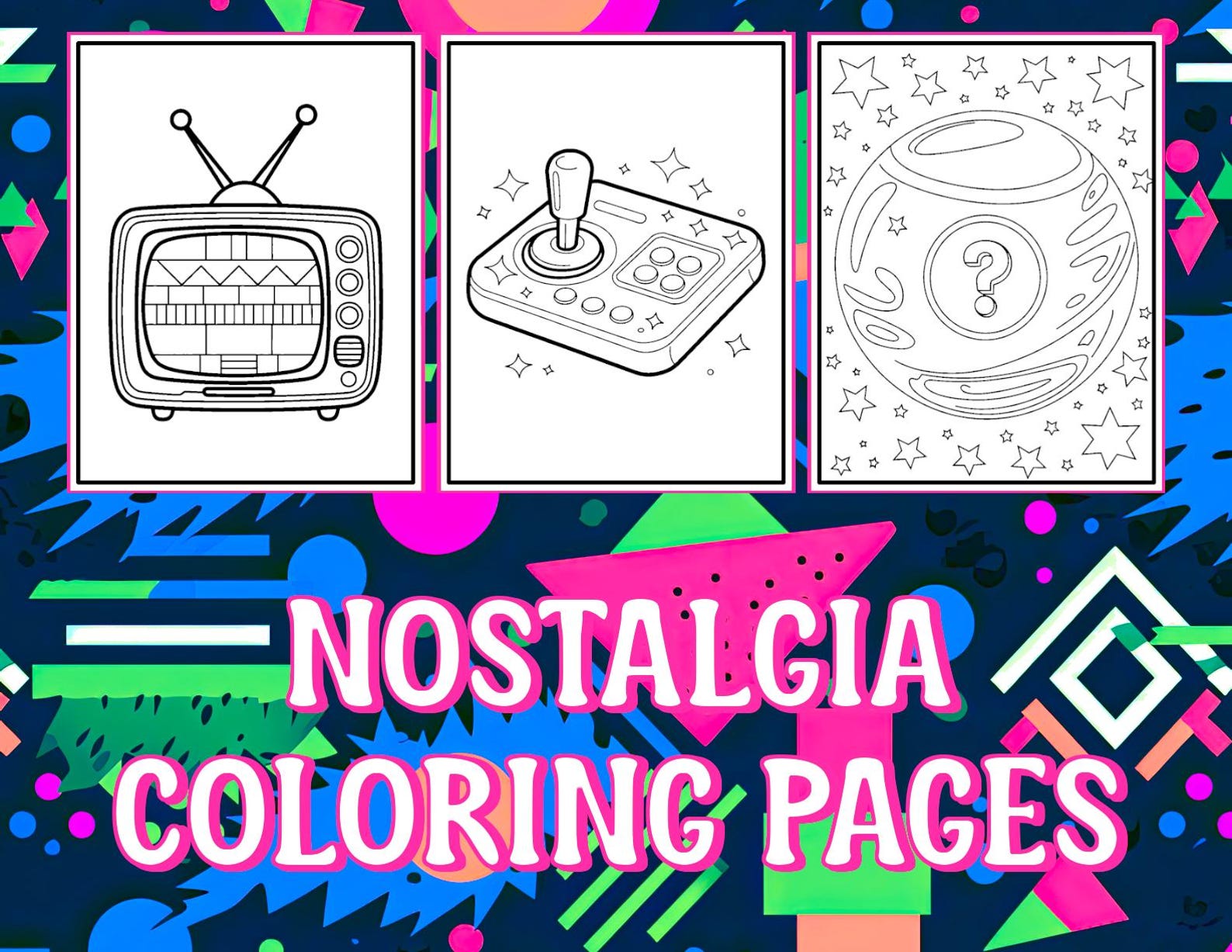 80s 90s Nostalgia Coloring Pages: Retro Pop Culture (digital Download ...
