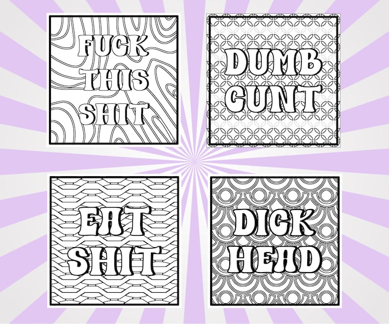 22 Swear Word Coloring Pages for Adults, Funny Curse Word Art With ...