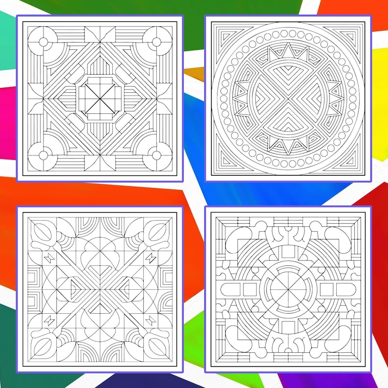 45 Geometric Pattern Coloring Pages, Mindful Art Therapy, Abstract ...