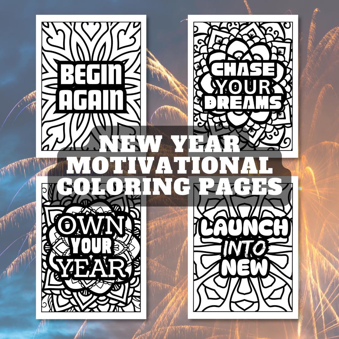 20 New Year Motivational Coloring Pages, Inspirational Printable Art ...