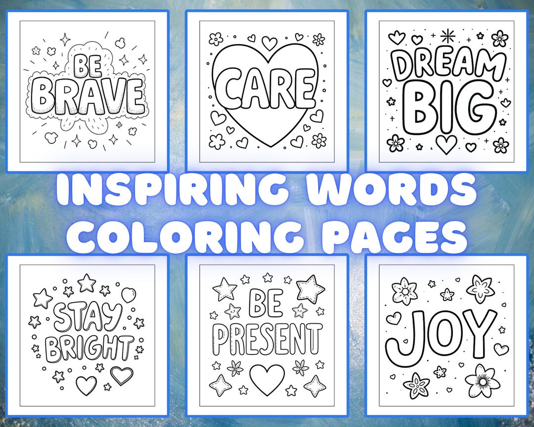 16 Inspiring Words Coloring Pages, Positive Affirmations, Mindfulness ...