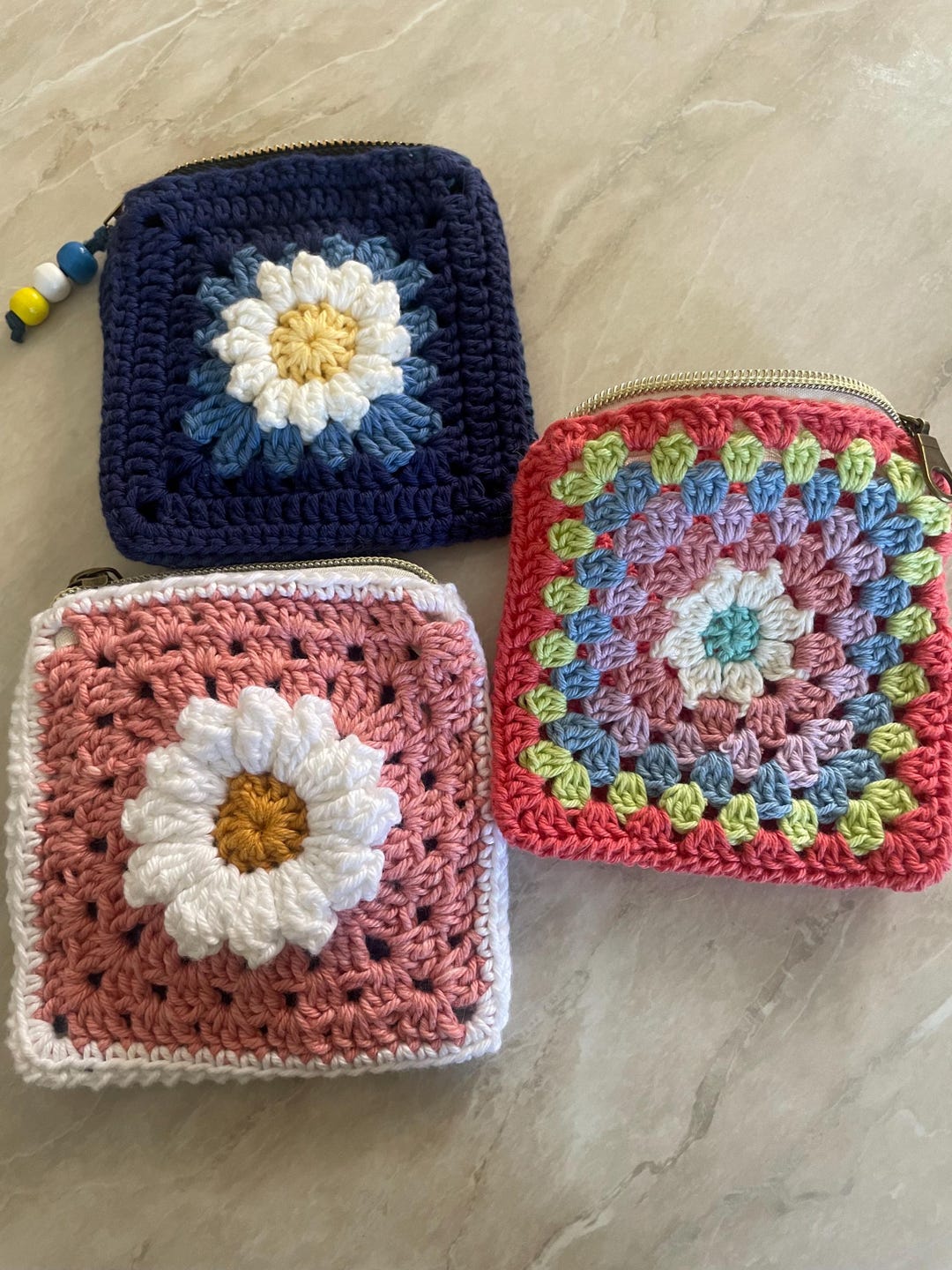 Handmade Crochet Small Zip up Pouches. Made From Cotton and Cotton ...