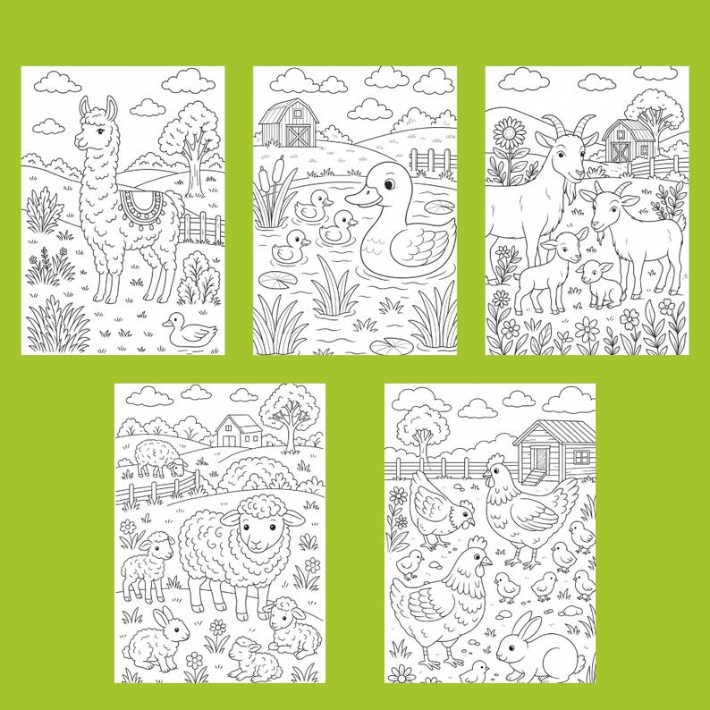 Farm Animal Themed Printable Coloring Pages - Etsy Australia