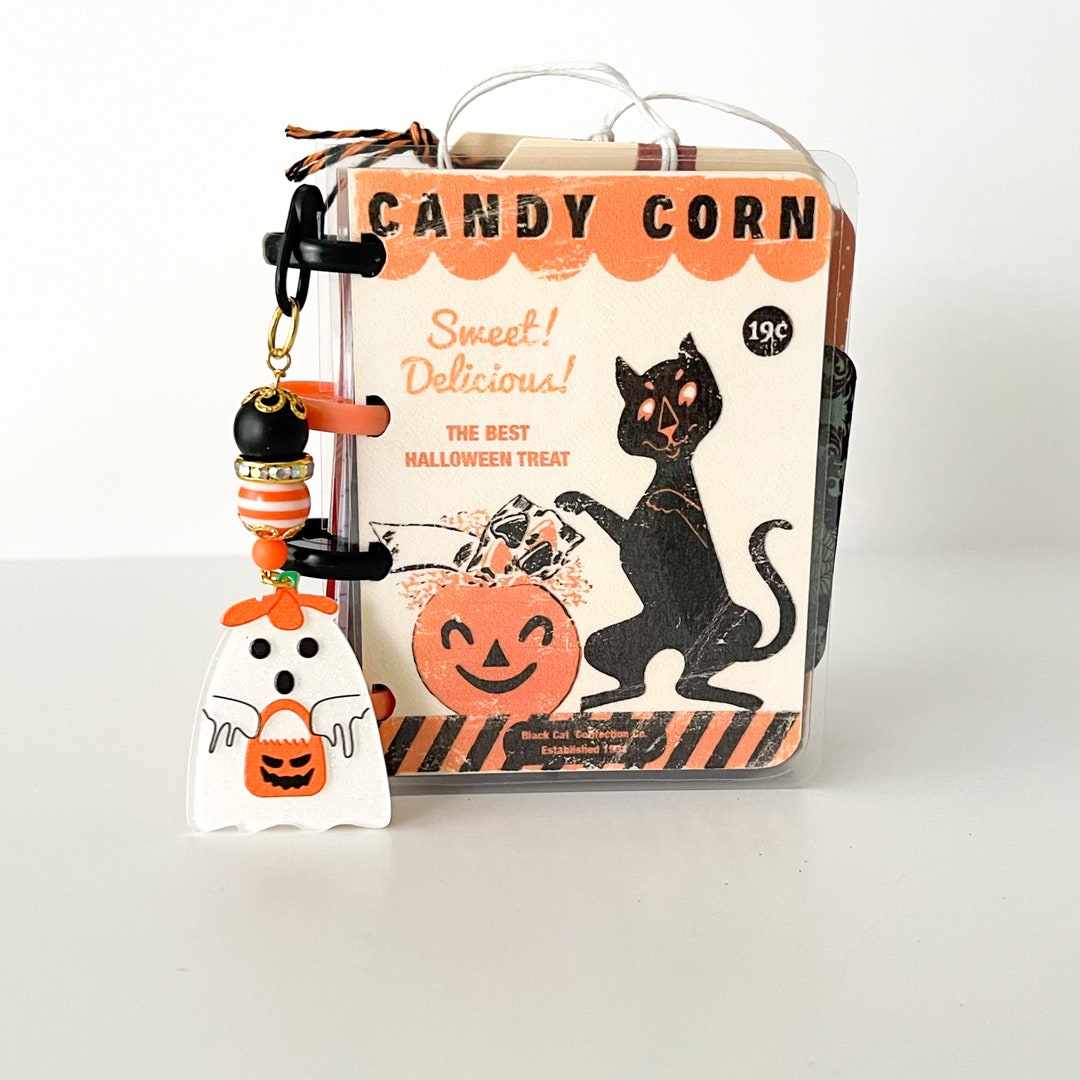Candy Corn Cat Halloween Mini Planner, Micro Notebook,junk Journal ...
