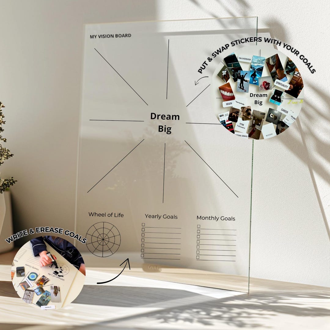ECO Reusable Acrylic Vision Board, Goal Planner, Habit Tracker - Etsy