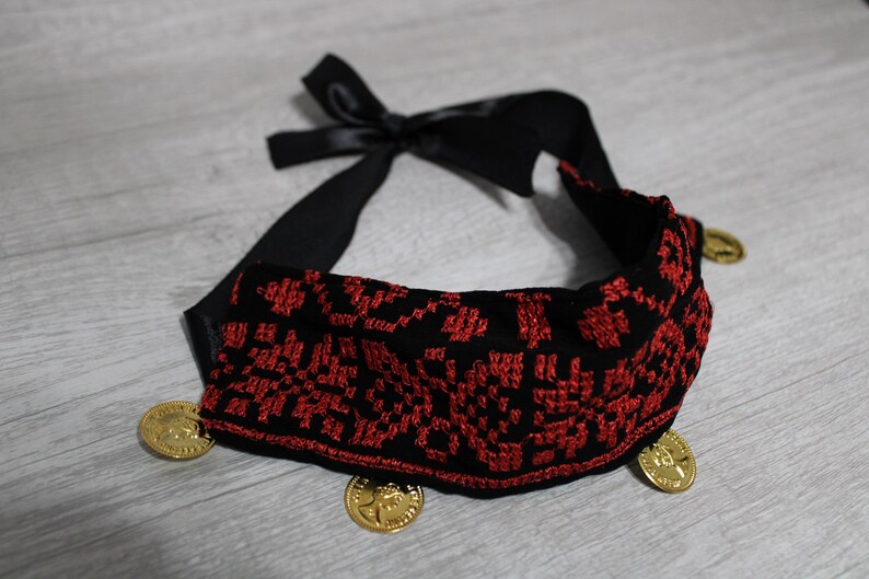 Palestinian Traditional Hand Embroidered Headband With Coins Authentic ...
