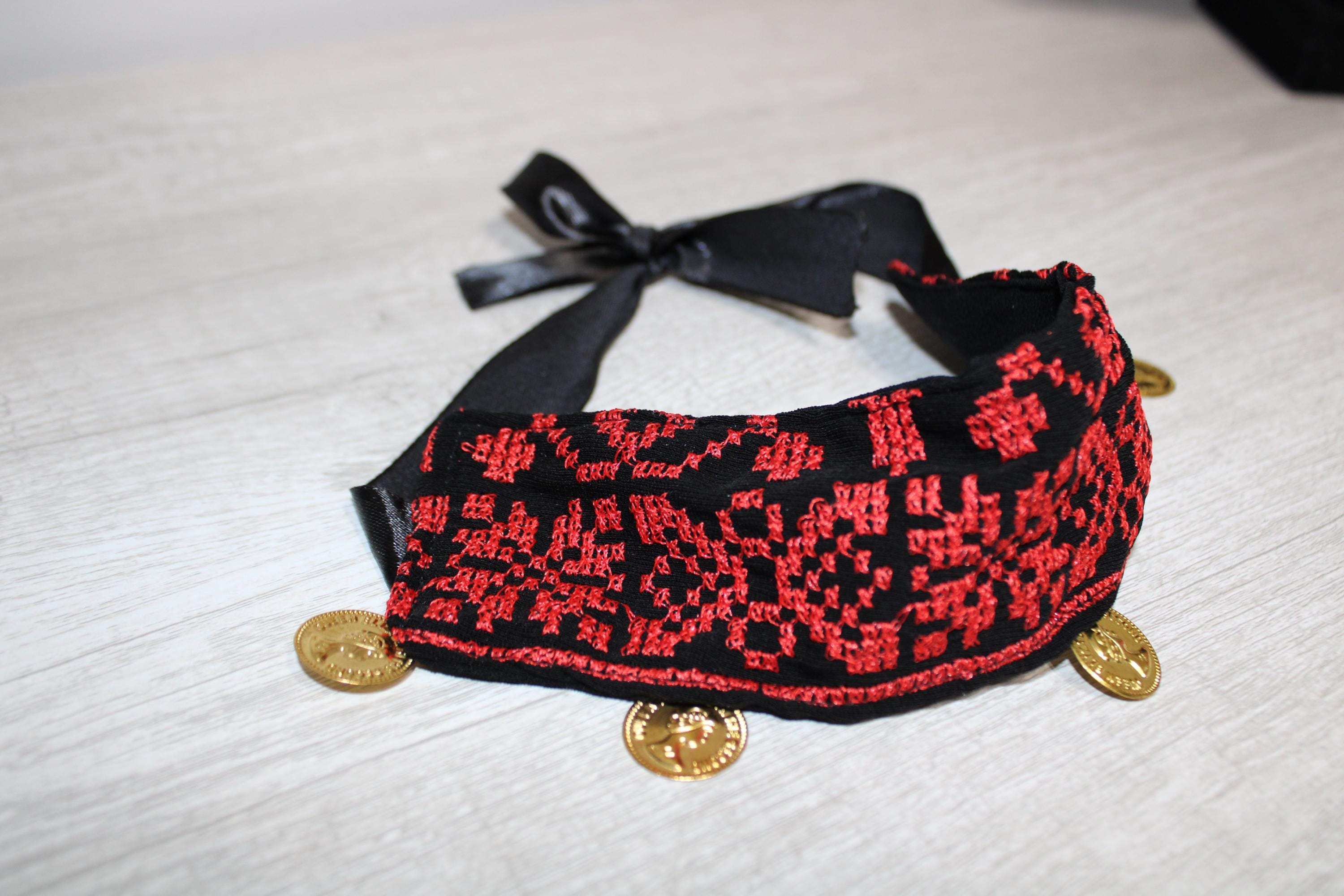 Palestinian Traditional Hand Embroidered Headband With Coins Authentic ...