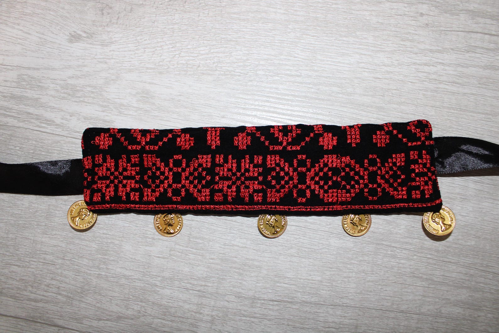 Palestinian Traditional Hand Embroidered Headband With Coins Authentic ...