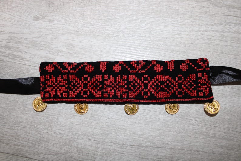 Palestinian Traditional Hand Embroidered Headband With Coins Authentic ...