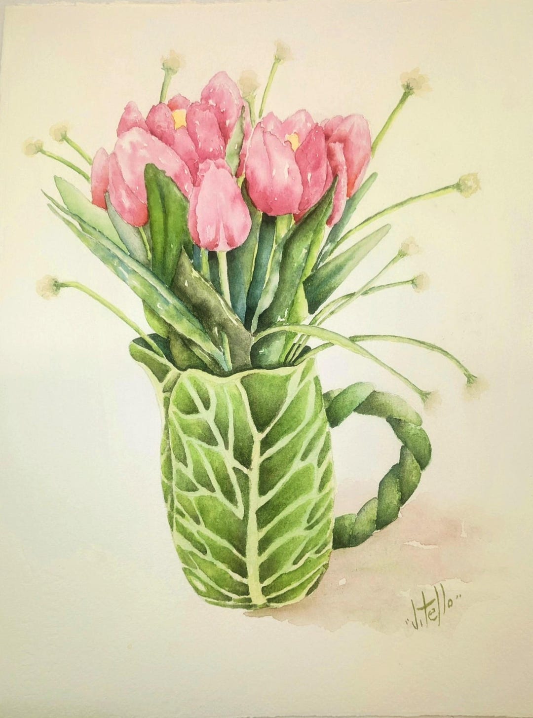 Tulips in the Cabbage Patch Flowers Watercolor - Etsy