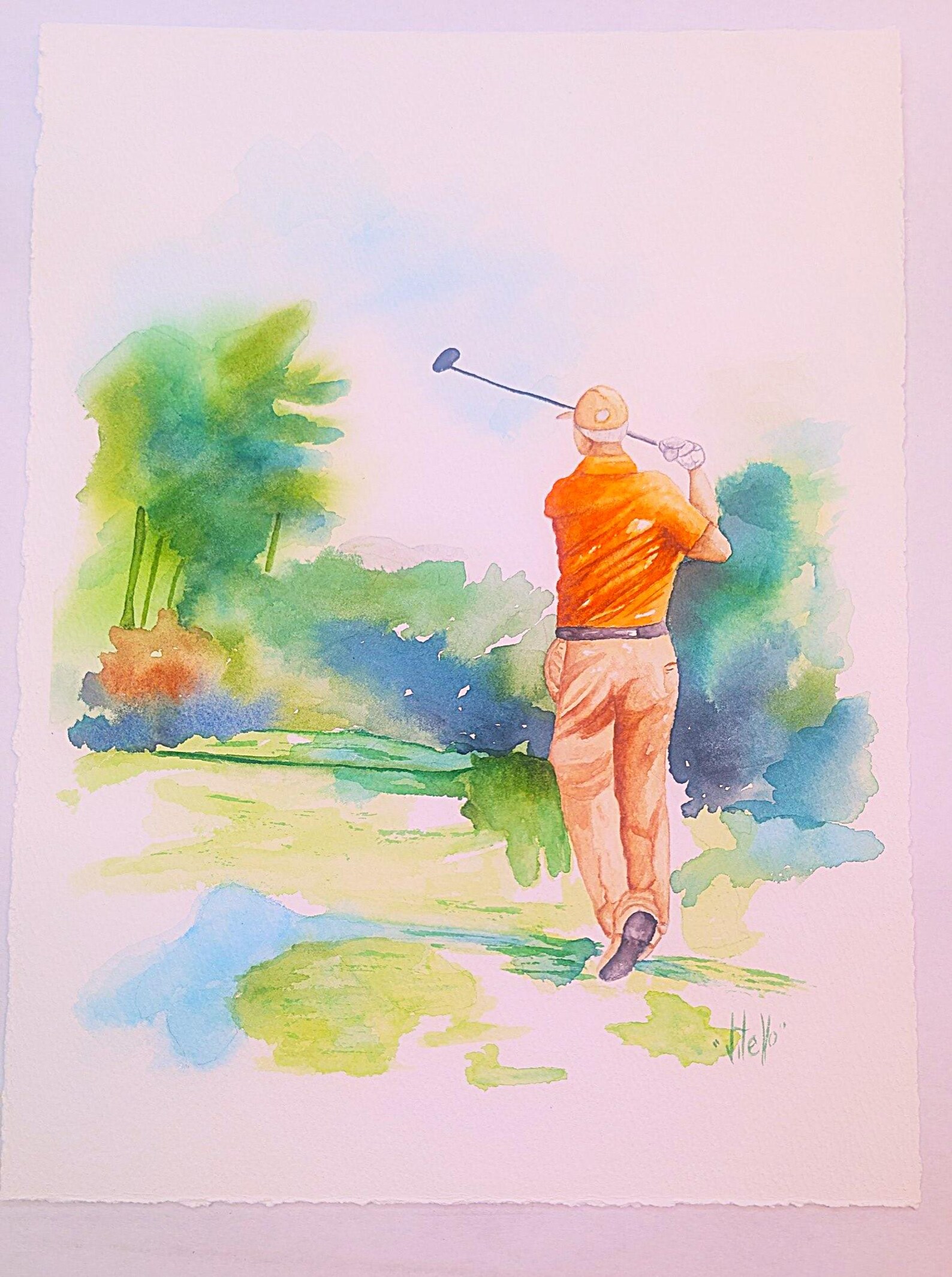 Golfer Male Watercolor - Etsy