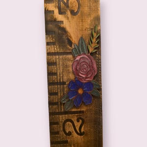 Floral Wooden Growth Chart: Laser Engraved Flowers, Resin Inlay - Etsy
