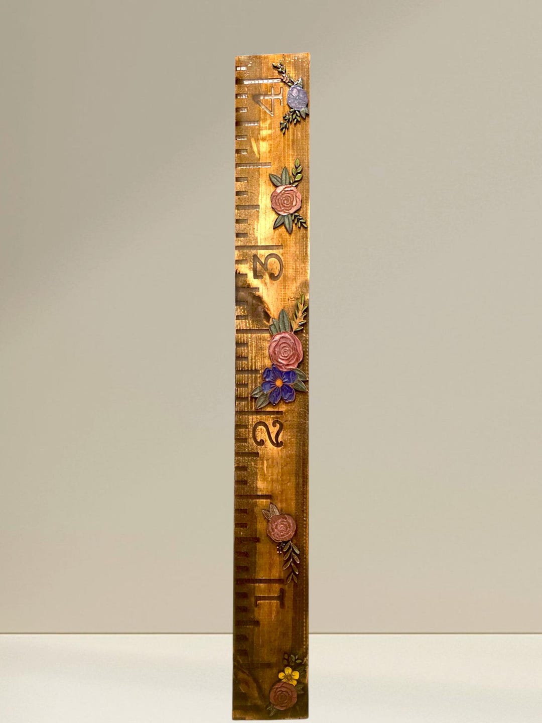 Floral Wooden Growth Chart: Laser Engraved Flowers, Resin Inlay - Etsy