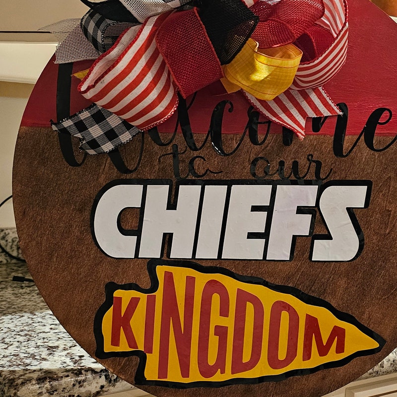 Round Wood Kc Chiefs Sign - Etsy