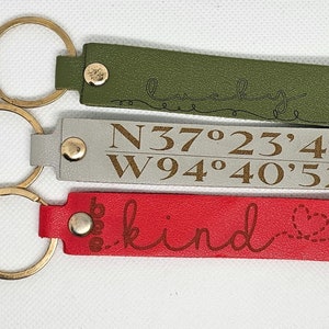 Personalized Leather Keychain, Faux Leather 5 Inch Keychain Great Gift ...