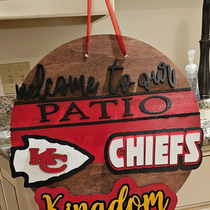 Round Wood Kc Chiefs Sign - Etsy