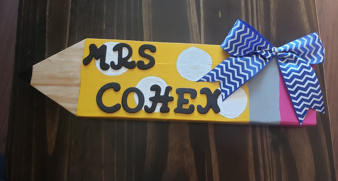 Personalised Pencil Shaped Pencil Holder With Polka Dots - Optional Bow ...