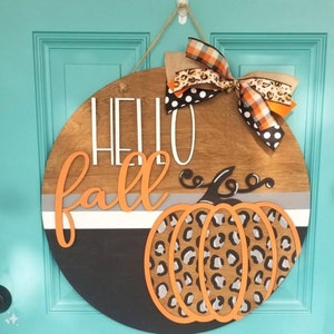 Hello Pumpkin Fall Welcome Sign Door Hanger Fall Porch Decor Autumn ...