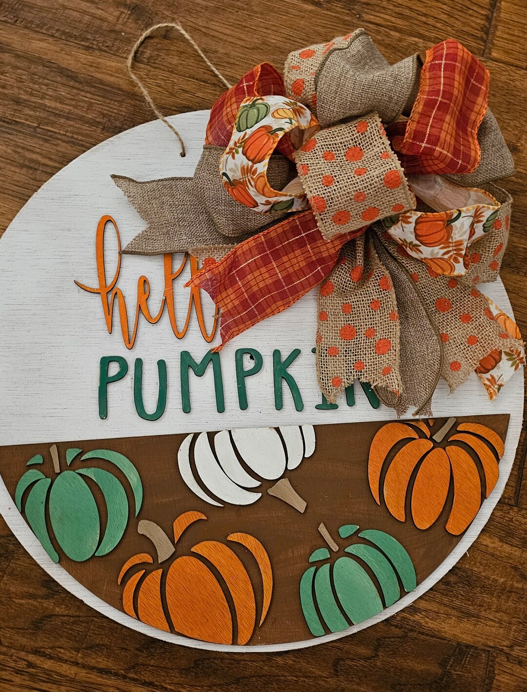 Hello Pumpkin Fall Welcome Sign Door Hanger Fall Porch Decor Autumn ...