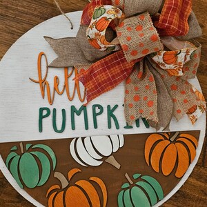 Hello Pumpkin Fall Welcome Sign Door Hanger Fall Porch Decor Autumn ...
