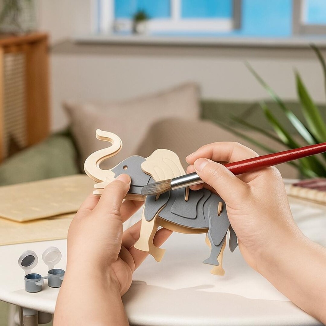 Wild Animals Build and Paint Set: DIY Wooden Craft Decor Gift for Kids ...