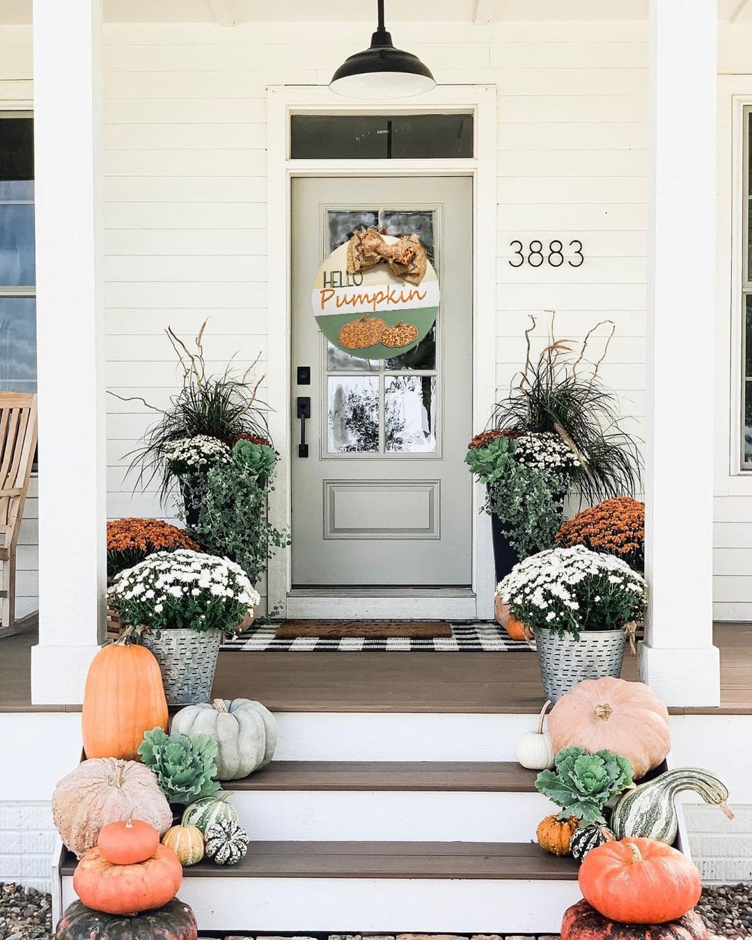 Hello Pumpkin Fall Welcome Sign Door Hanger Fall Porch Decor Autumn ...