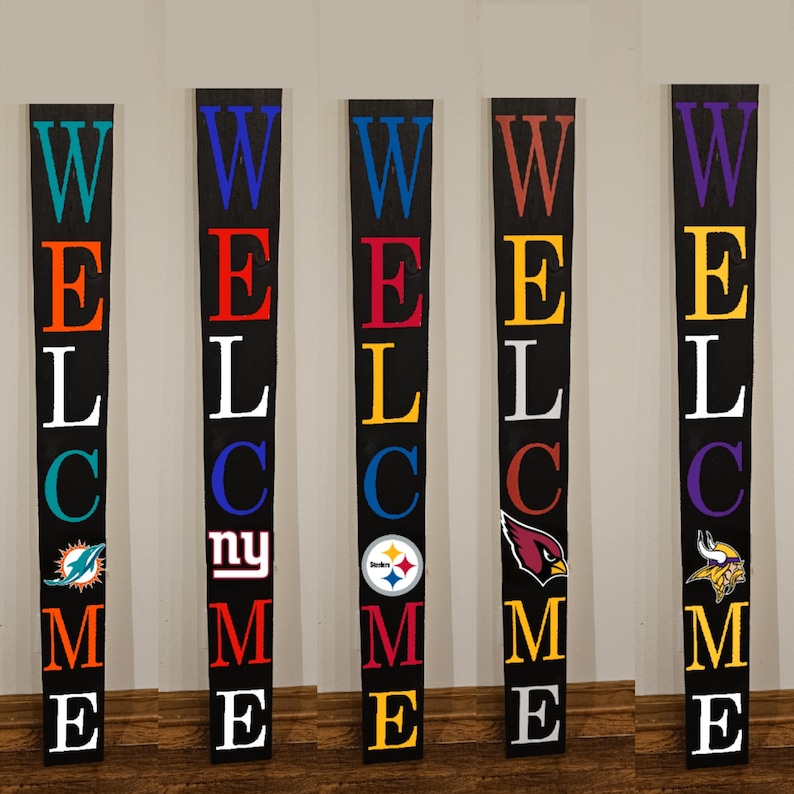 Football Sports Fan Porch Leaner Welcome Sign 32 NFL Design Options and ...