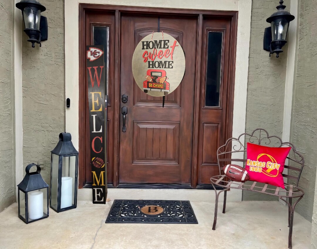 KC Chiefs Porch Welcome Sign Leaner 6 Design Options and 3 Sizes - Etsy