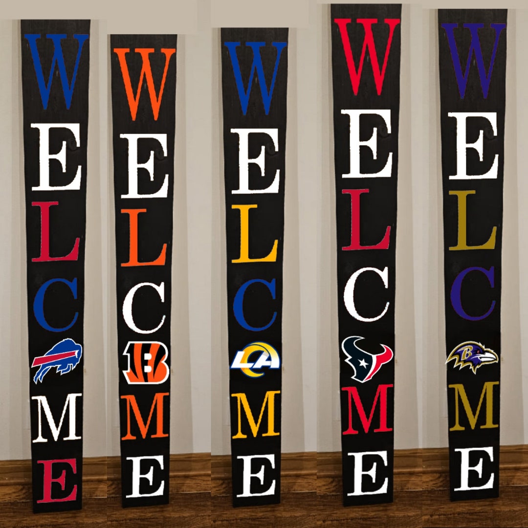 Football Sports Fan Porch Leaner Welcome Sign 32 NFL Design Options and ...