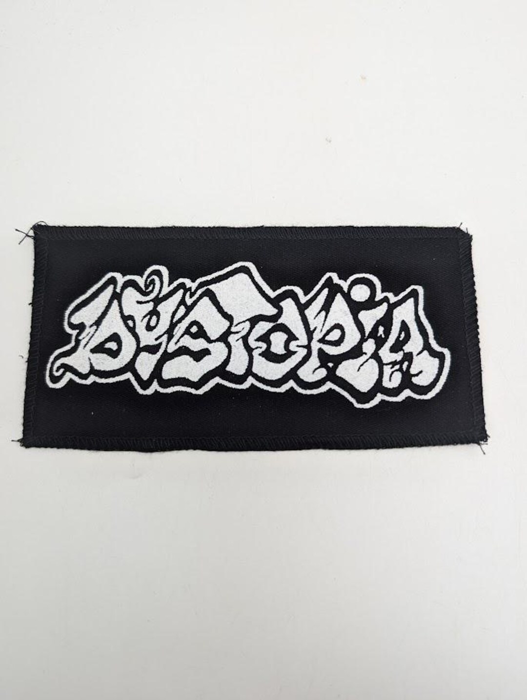 Dystopia Patch – Logo / Black and White / Sew on Canvas Stitched Patch ...