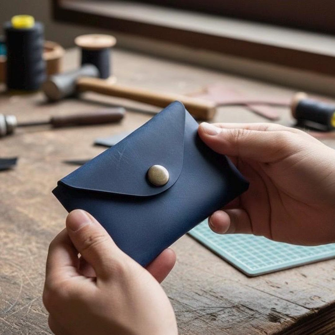 Personalized Leather Card Holder: Handmade Monogram Wallet - Etsy