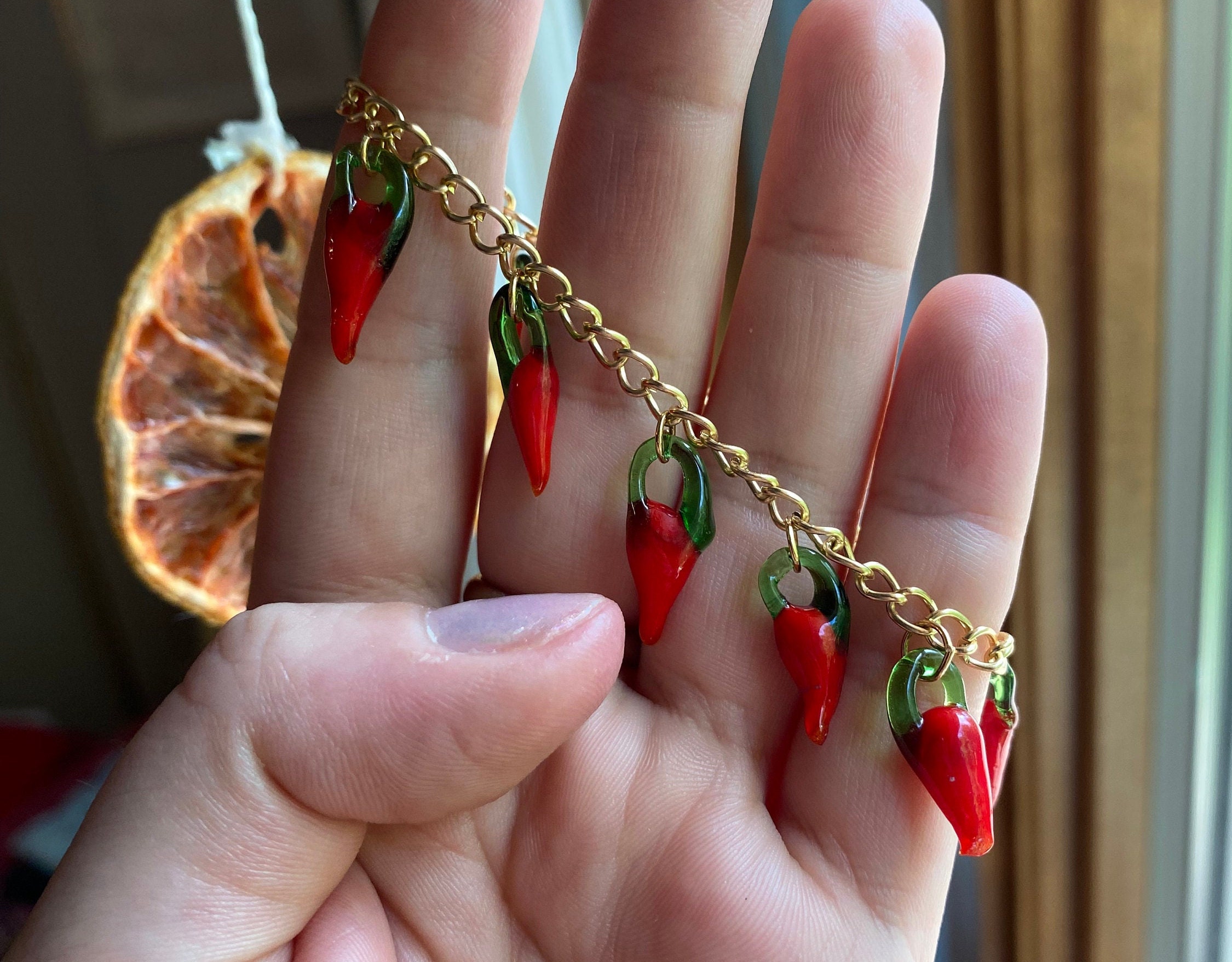 Chili Pepper Gold Charm Bracelet - Etsy