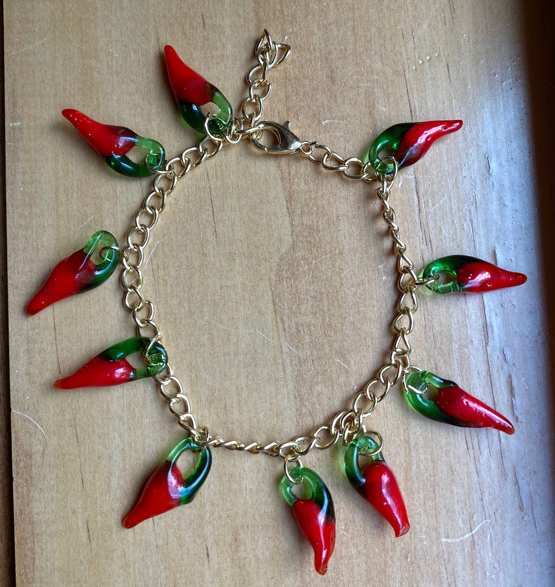 Chili Pepper Gold Charm Bracelet - Etsy