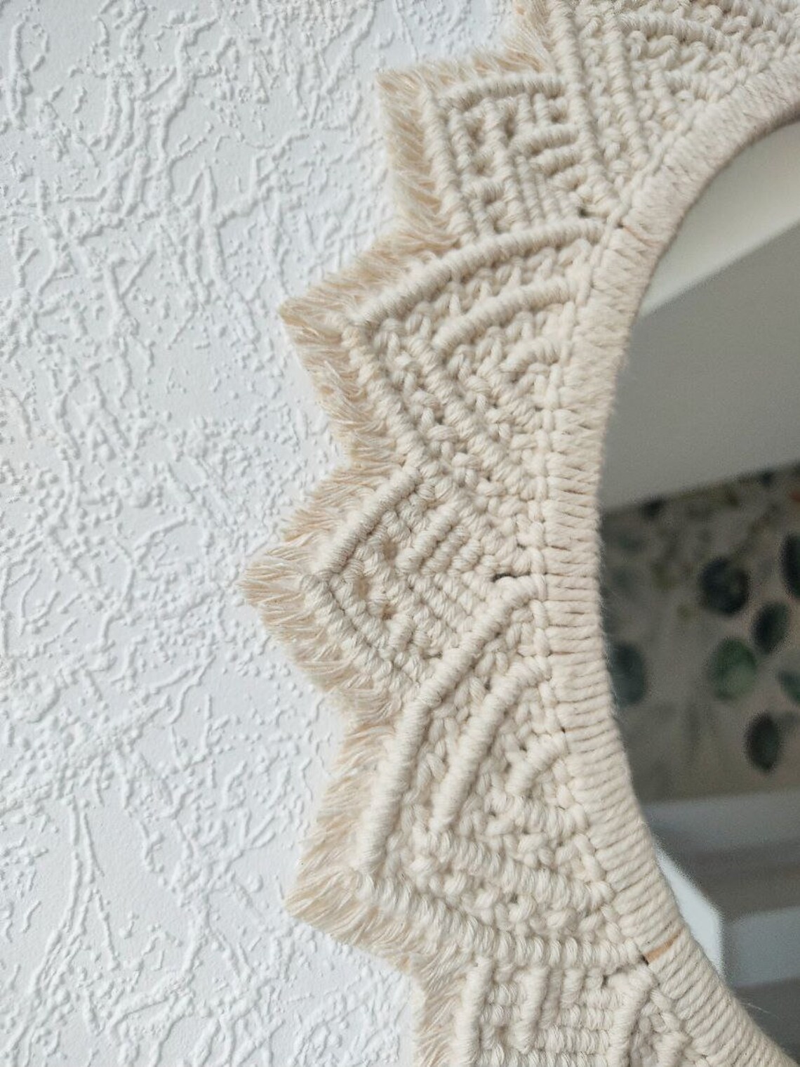 Handmade Macrame Wall Mirror. Diameter 42 Cm( 16.5 Inches ). A ...